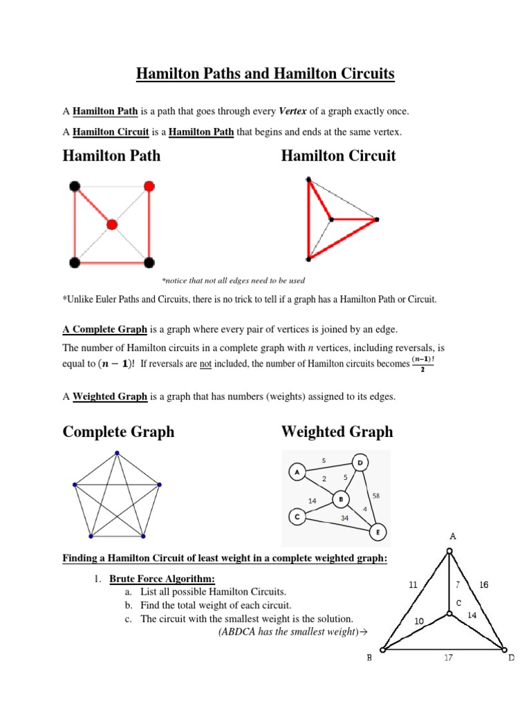 Hamilton Paths and Hamilton Circuits 1 | PDF | Vertex (Graph Theory) | Computational Problems