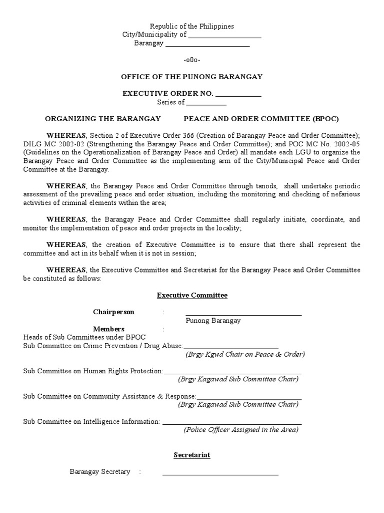 Barangay Peace and Order Committee | PDF | Police | Justice Barangay Peace and Order Committee | PDF | Police | Justice