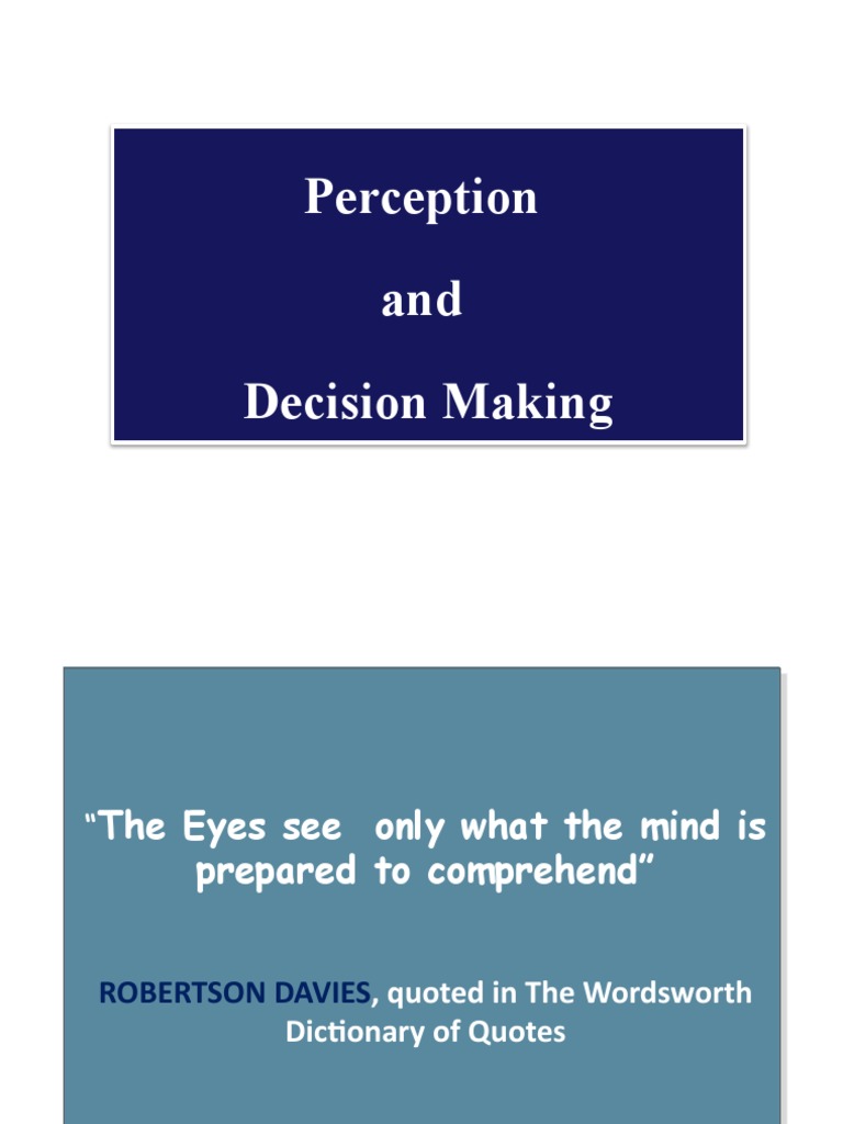 Perception and Decision Making | PDF | Decision Making | Perception