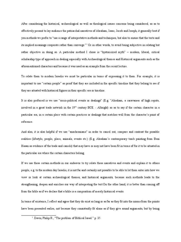 Assignment - Patriarchal Period | PDF | Abraham | Bible