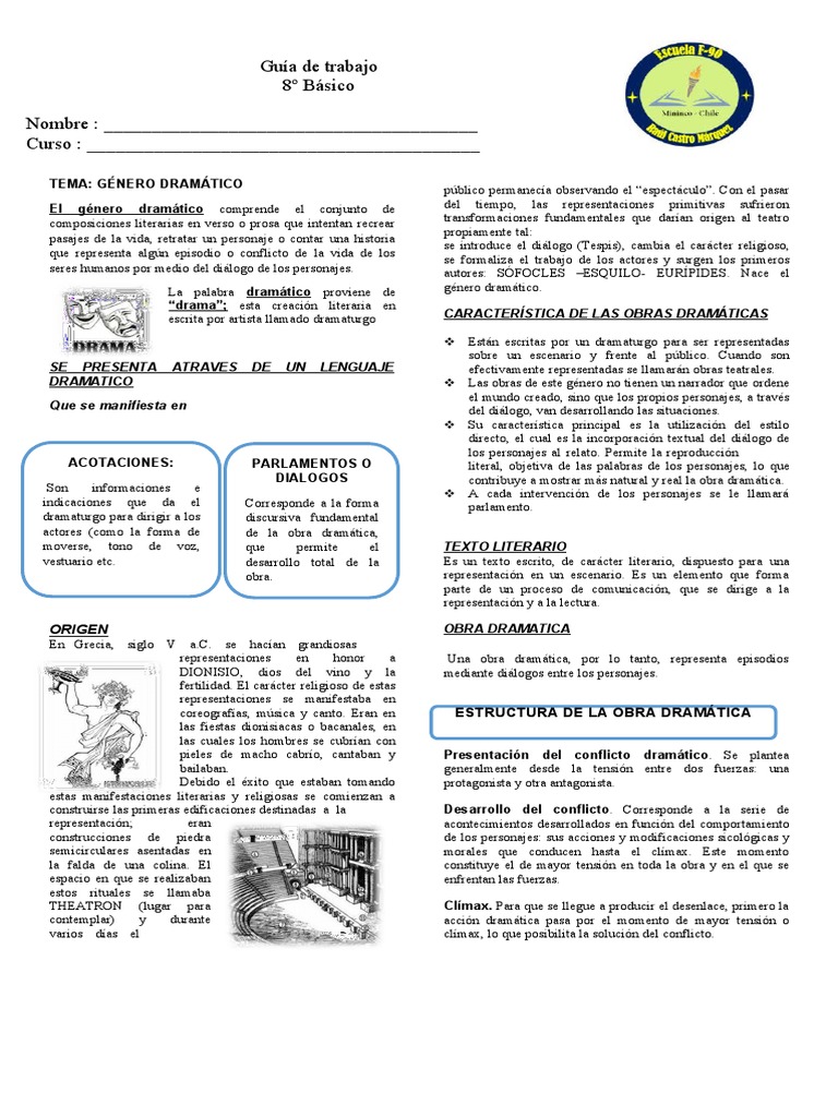 Guias Genero Dramatico 8º | PDF | Teatro | Comedia