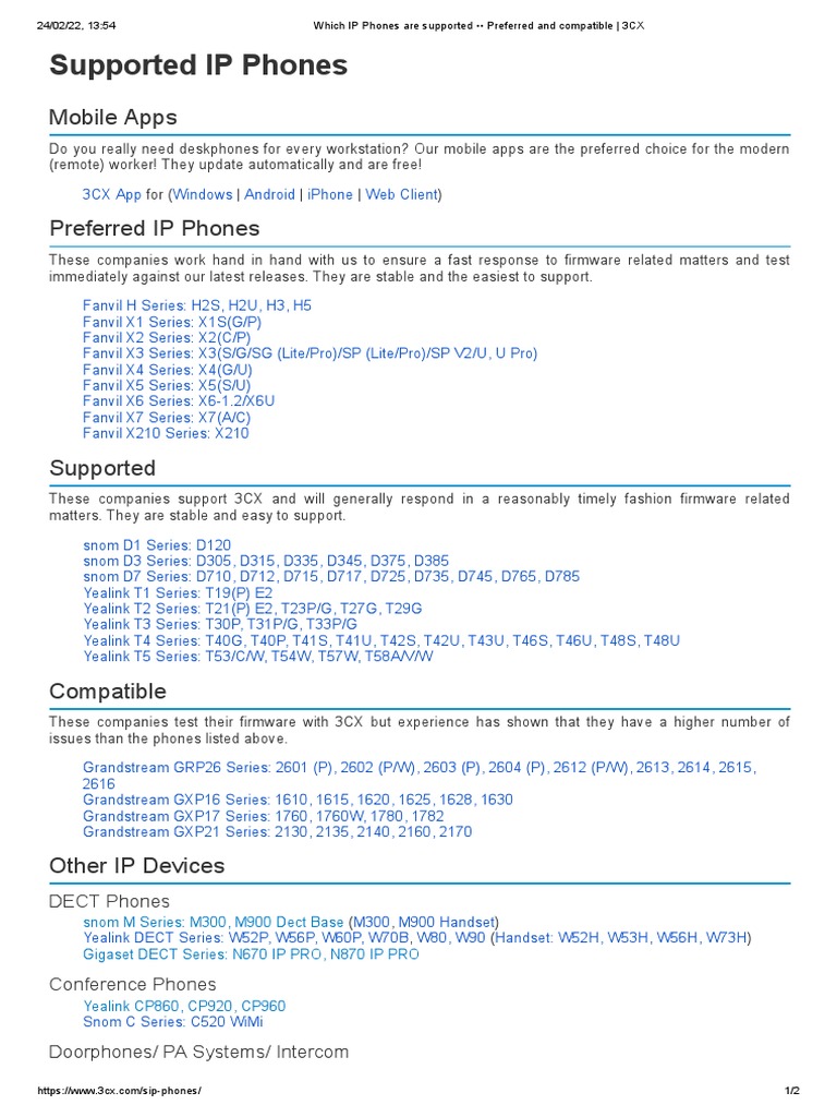 3CX Supported IP Phones List 2025 | PDF | Mobile Computers | Personal ...