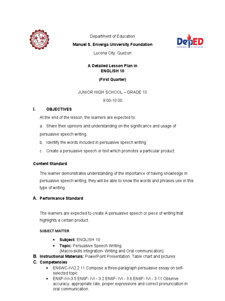 Detailed Lesson Plan-Teaching and Assessment of Macro-Skills | PDF ...