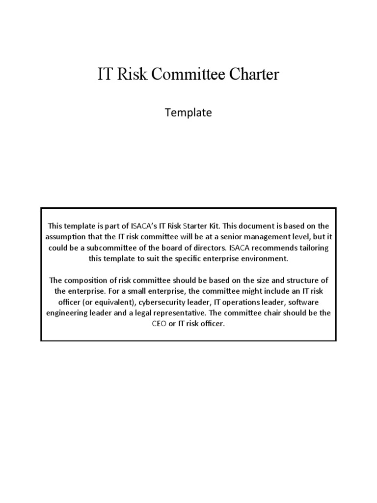 4 - IT Risk Committee Charter | PDF | Risk | Risk Management