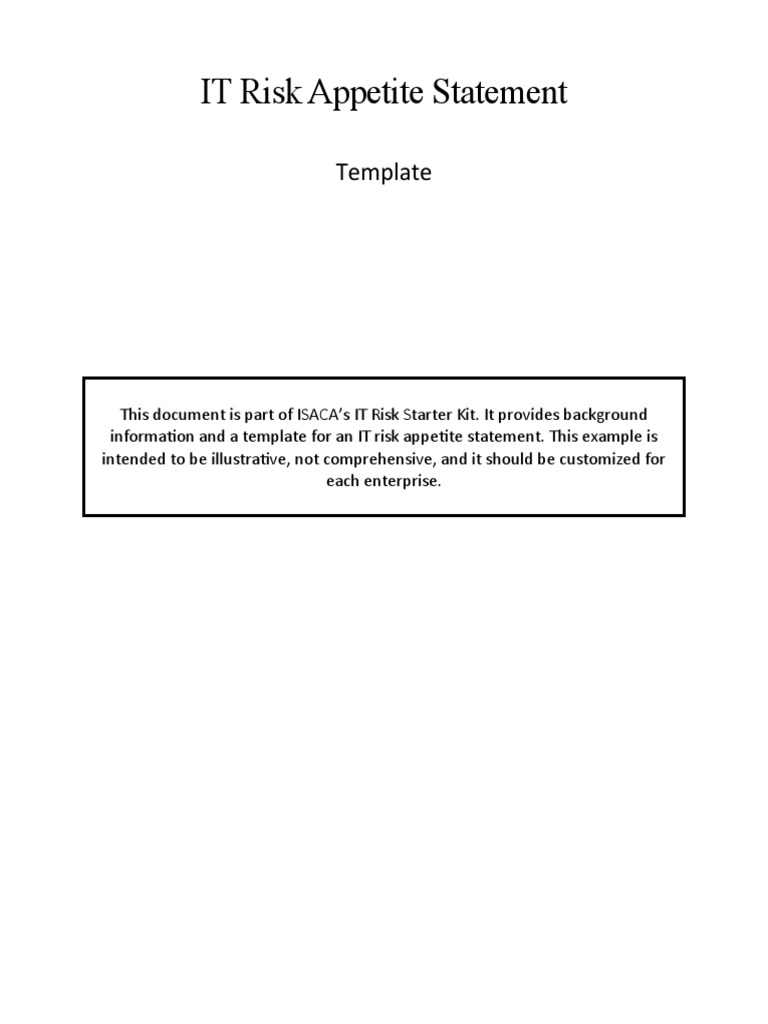 IT Risk Appetite Statement Template | PDF | Risk | Regulatory Compliance
