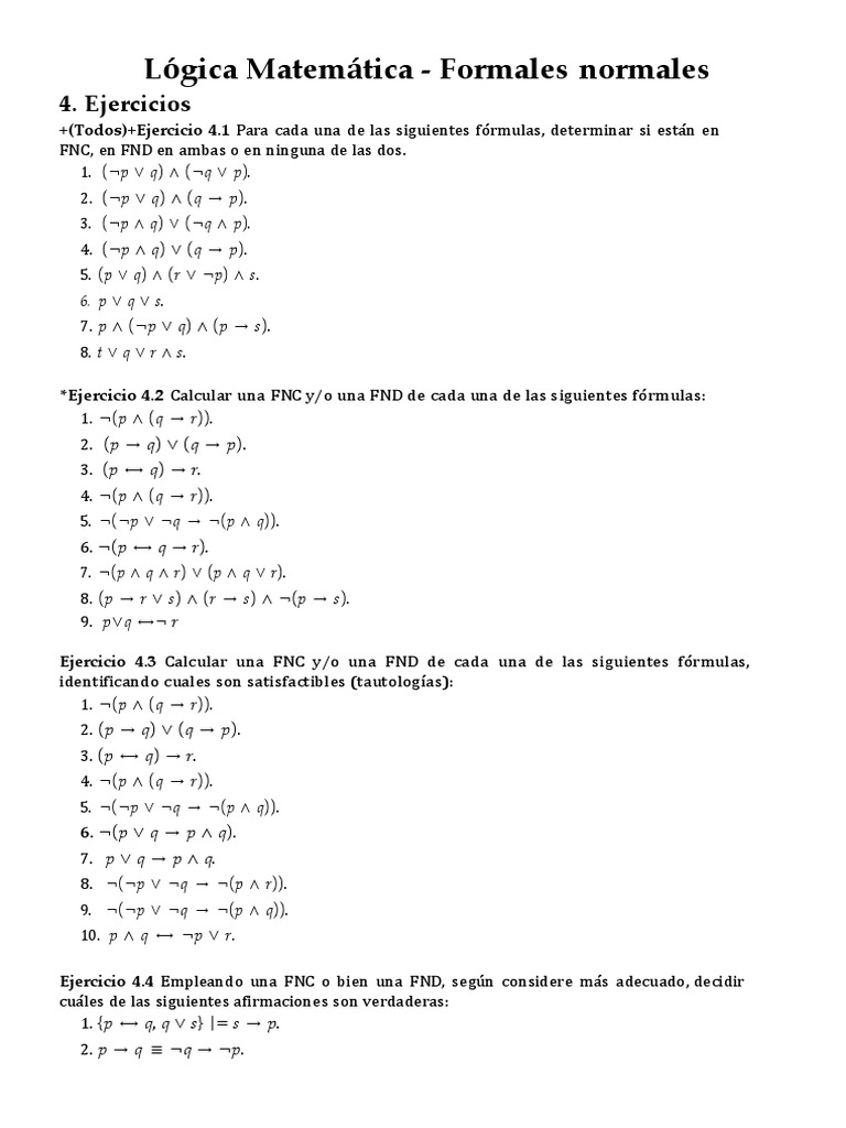 Formas Normales 11 Ejercicios | PDF | Álgebra de Boole | Enseñanza de matemática