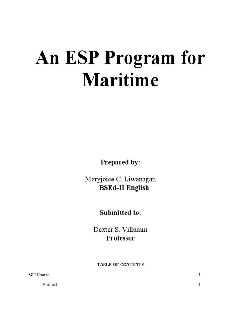 An ESP Program For Maritime | PDF | Forensic Science | Criminology