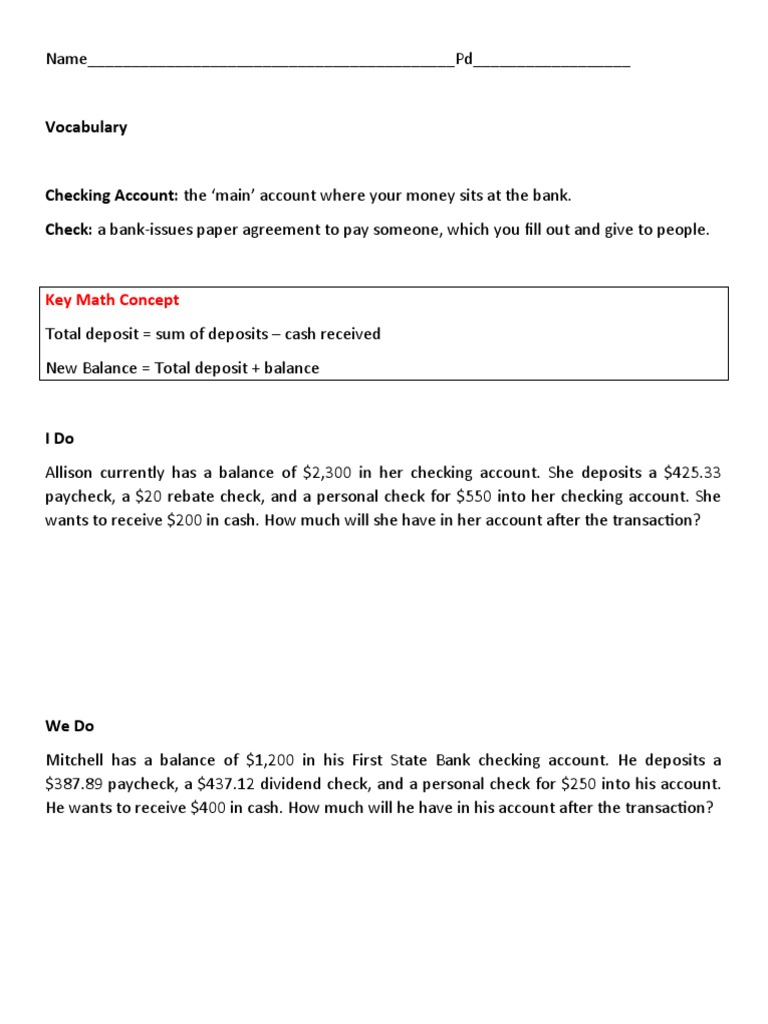 FA Lesson 1 Checking Account | PDF | Transaction Account | Cheque