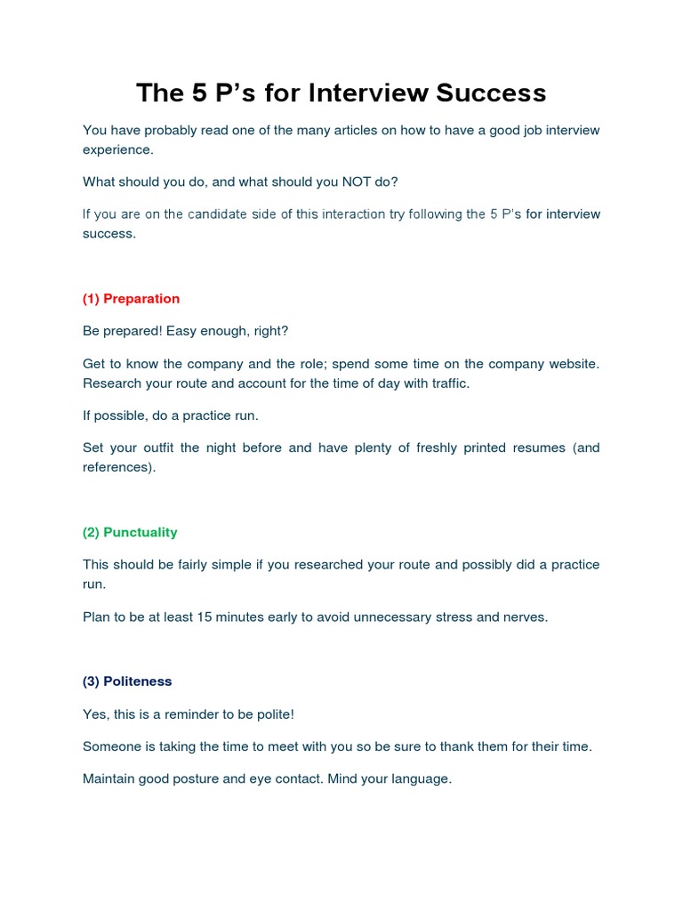 The 5 Ps For Interview Success | PDF