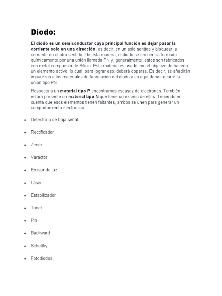 Características de Diodos | PDF | Diodo | Diodo emisor de luz
