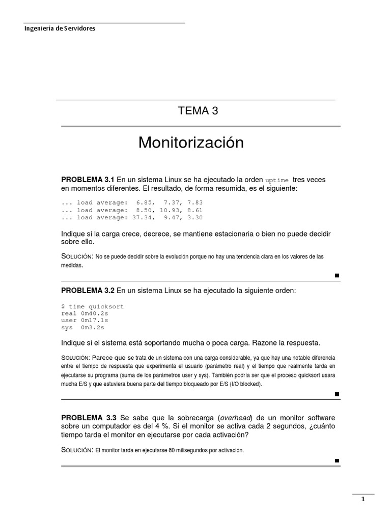 Ejercicios Tema3 | PDF | Unidad Central de procesamiento | Servidor (Computación)