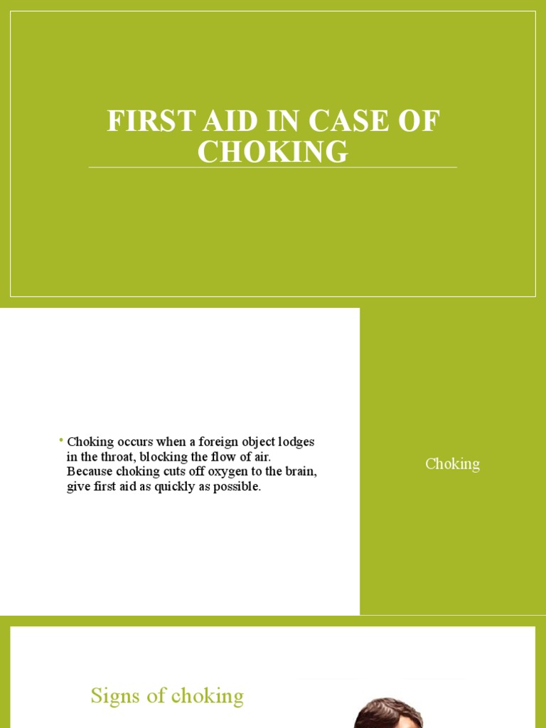 First Aid in Case of Choking | PDF | Medical Treatments | Medical ...