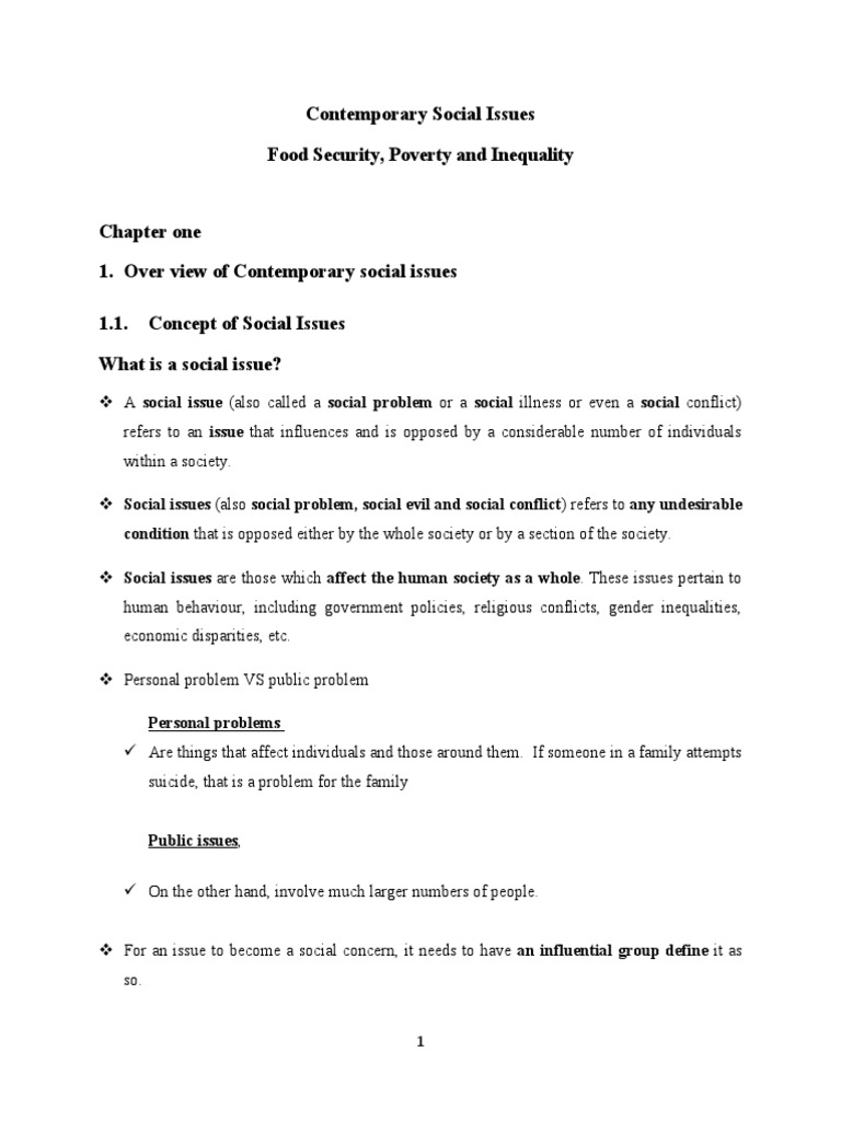 Contemporary Social Issues Chapter 1 | PDF | Food Security | Agriculture