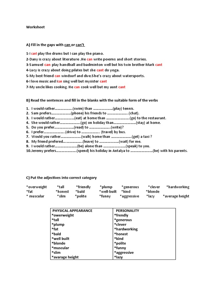 English Grammar and Vocabulary Worksheet | PDF