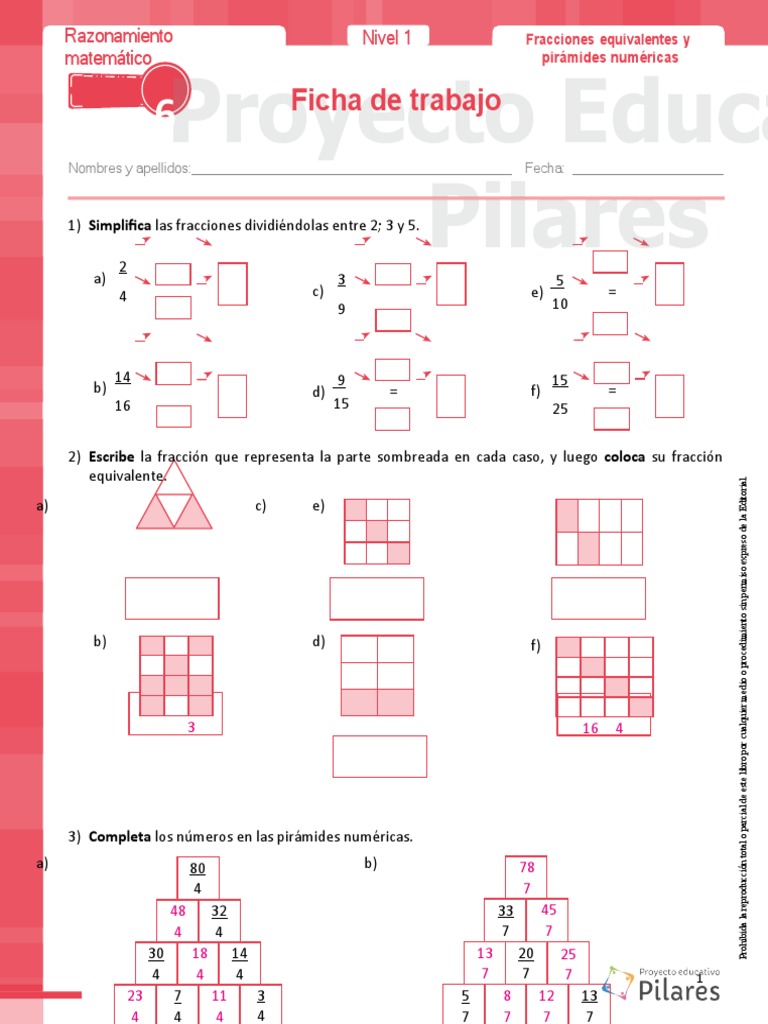 Pirámides Numéricas y Fracciones 4to grado | PDF