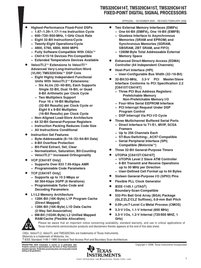Datasheet | PDF | Digital Signal Processor | Central Processing Unit