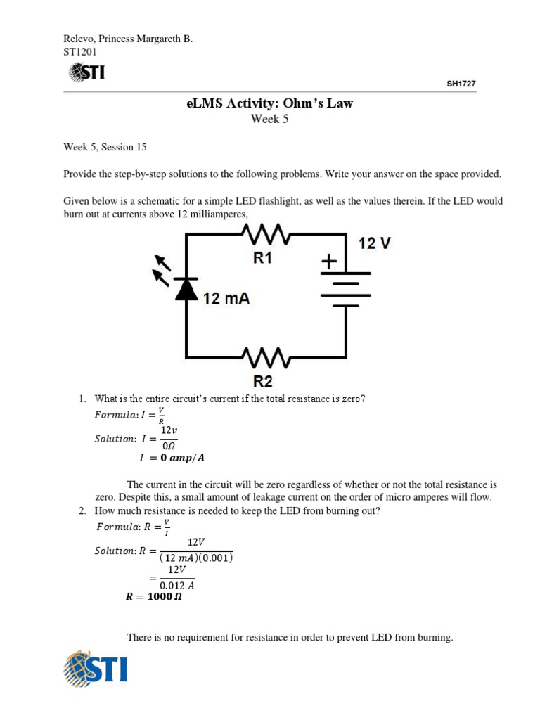 Ohm's Law LED Circuit Analysis | PDF | Electrical Resistance And ...