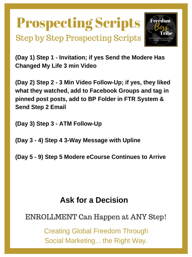 Modere Business Funnel Prospecting Scripts | PDF | Communication