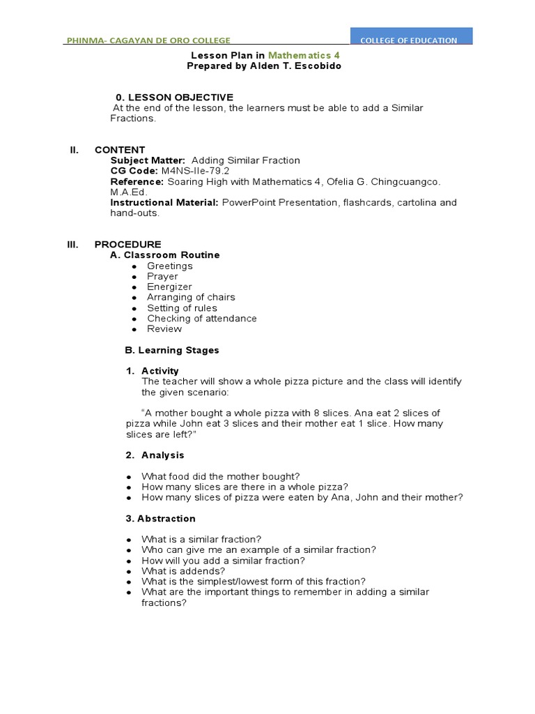Teaching Demonstration Lesson Plan Escobido | PDF | Lesson Plan | Cognition
