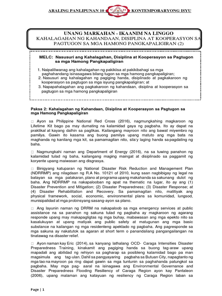 AP 10 Las Quarter 1 Week 6 | PDF