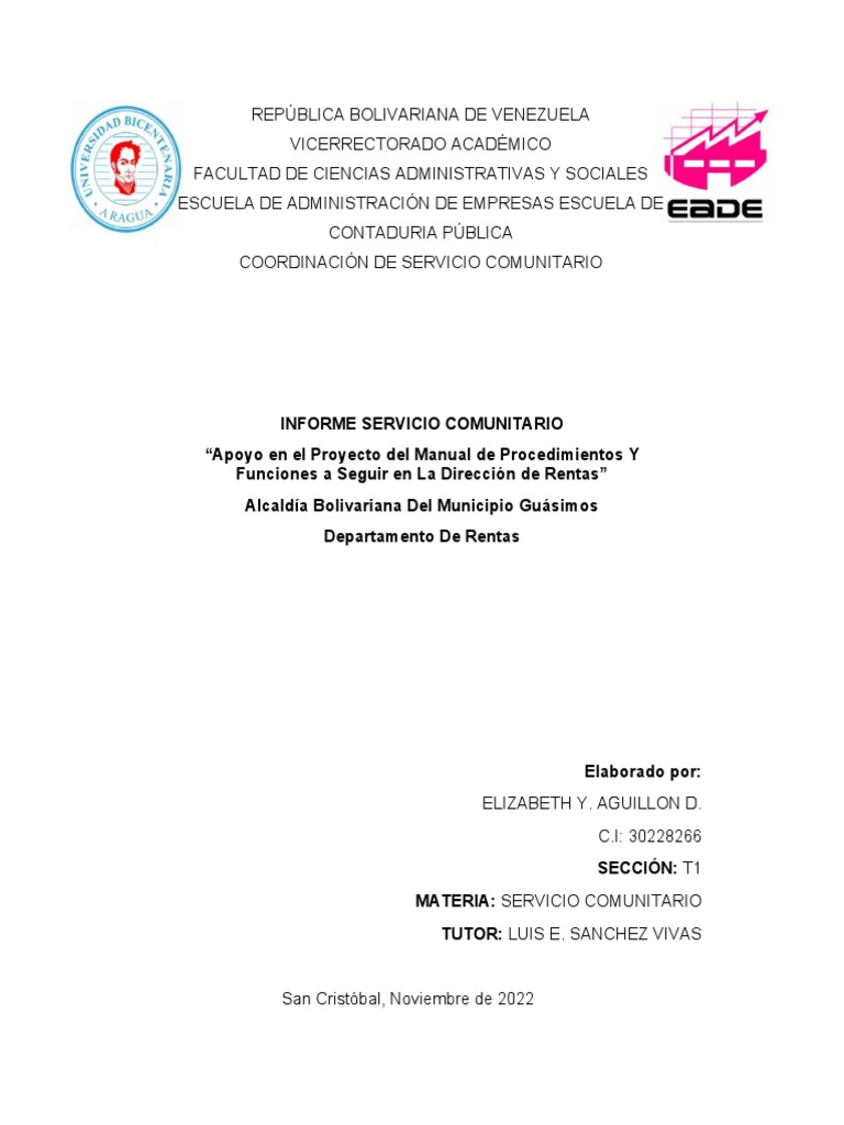 Proyecto de Servicio Comunitario en Guásimos | PDF | Planificación ...