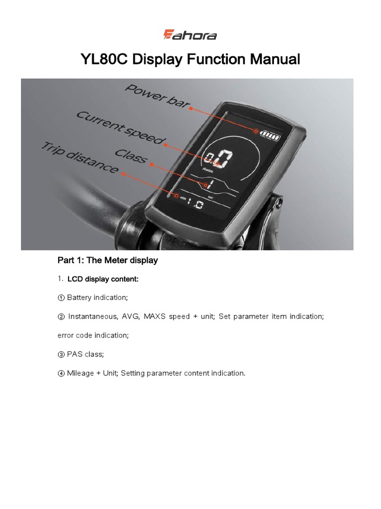 YL80C Display Insturction | PDF | Manufactured Goods | Electrical Engineering
