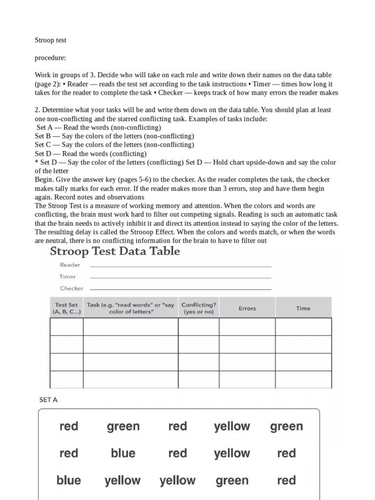 Stroop Test | PDF