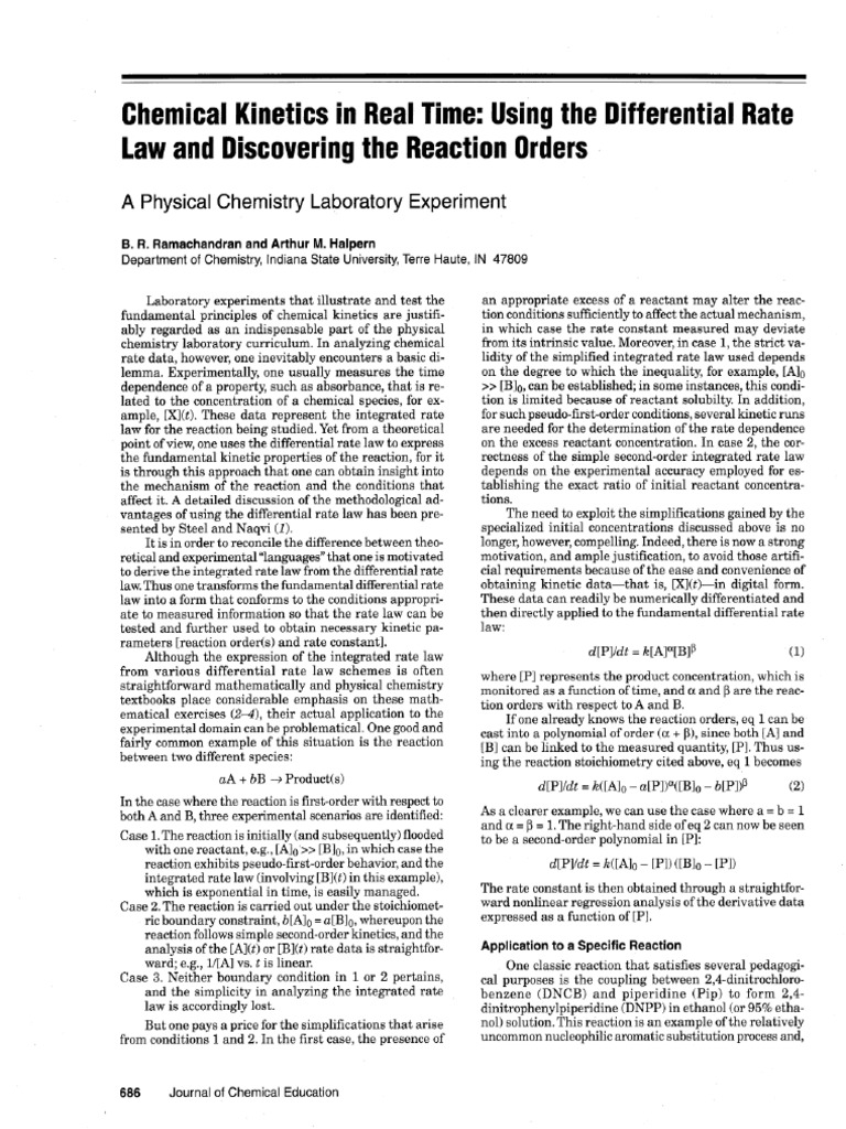 Differential Rate Law Reaction Order | PDF