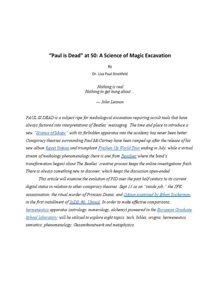 Paul Is Dead at 50 A Science of Magic E | PDF | The Beatles | Hermeneutics