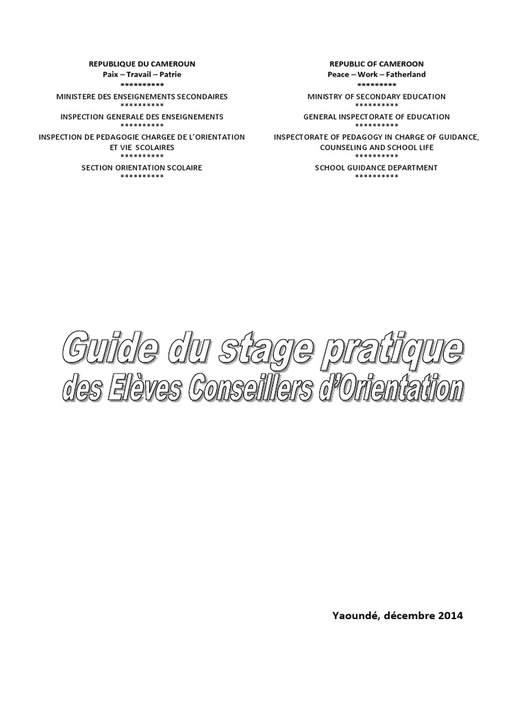 Guide du Stage Pratique des Conseillers | PDF | Pédagogie | Conseiller ...