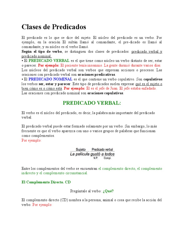 Clases de Predicados | PDF | Predicado (Gramática) | Verbo