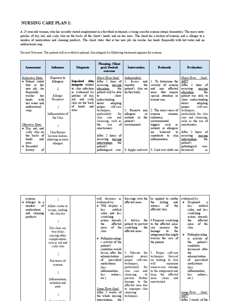 Eczema Nursing Care Plan and Management | PDF | Dermatitis | Allergy