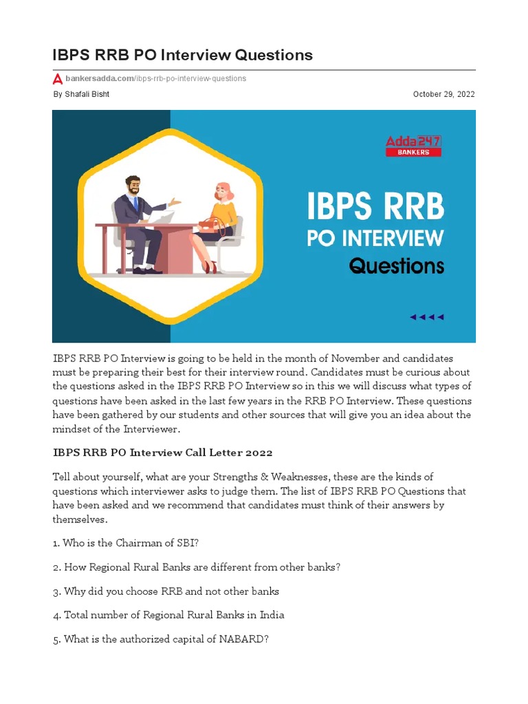 IBPS RRB PO Interview Questions Guide | PDF | Money | Economies