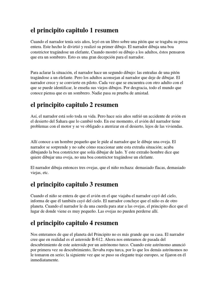Resumen Del Principito Capitulo Por Capitulopdf | PDF | El Principito ...