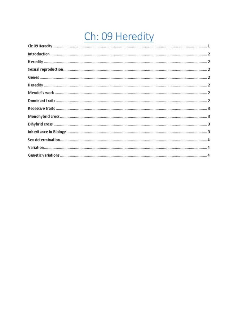 Heredity (Class 10) Notes | PDF | Heredity | Gene
