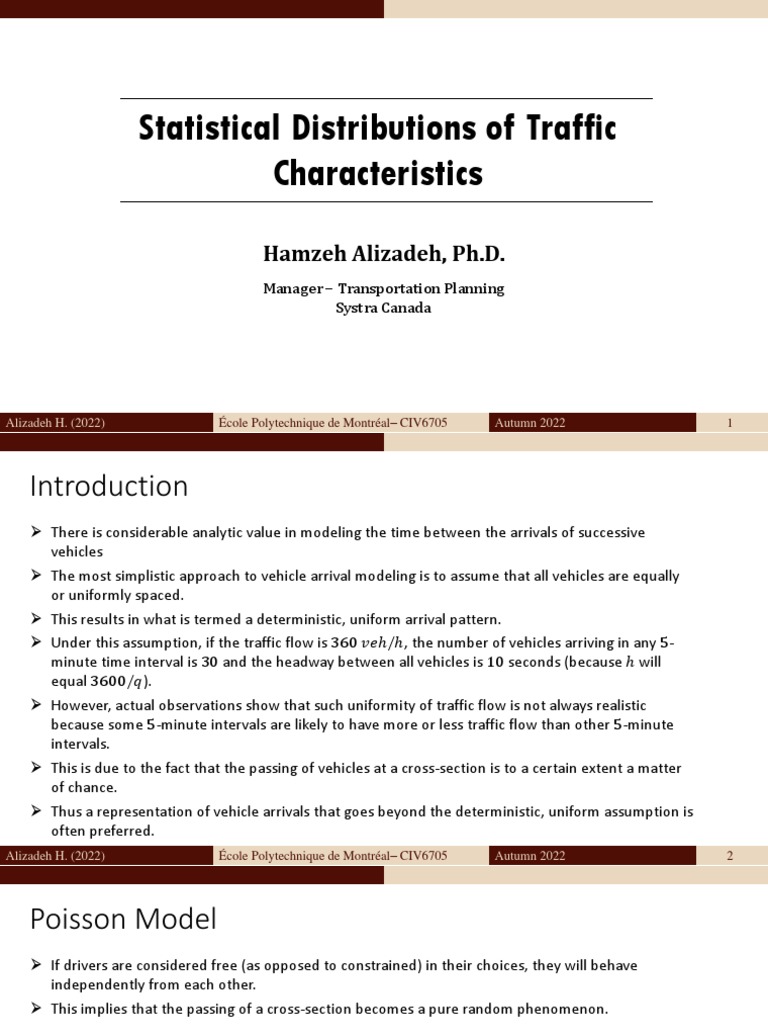 11 - Statistical Distributions of Traffic Characteristics | PDF | Poisson Distribution ...