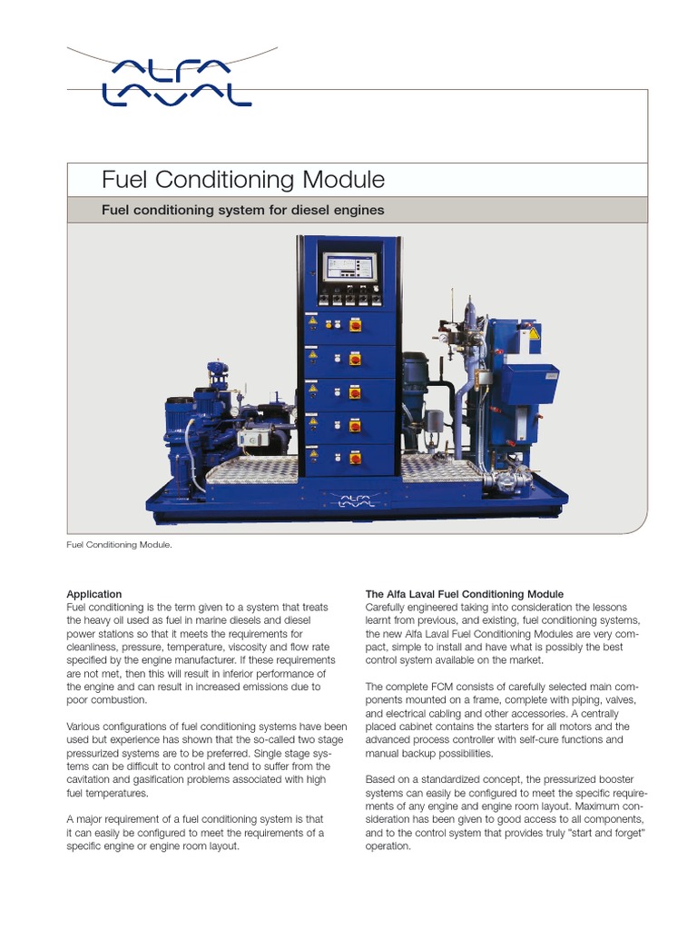 Alfa Laval Fuel Conditioning Module Overview | PDF | Pump | Diesel Engine