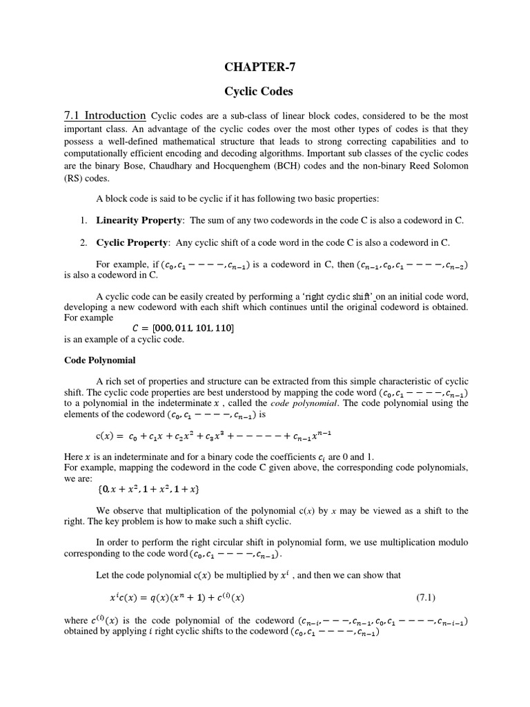 Cyclic Codes | PDF | Algorithms | Encodings