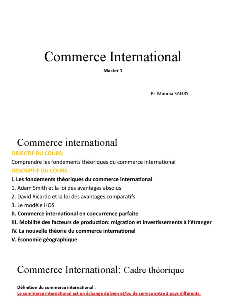 Fondements du Commerce International | PDF | Avantage comparatif | Commerce