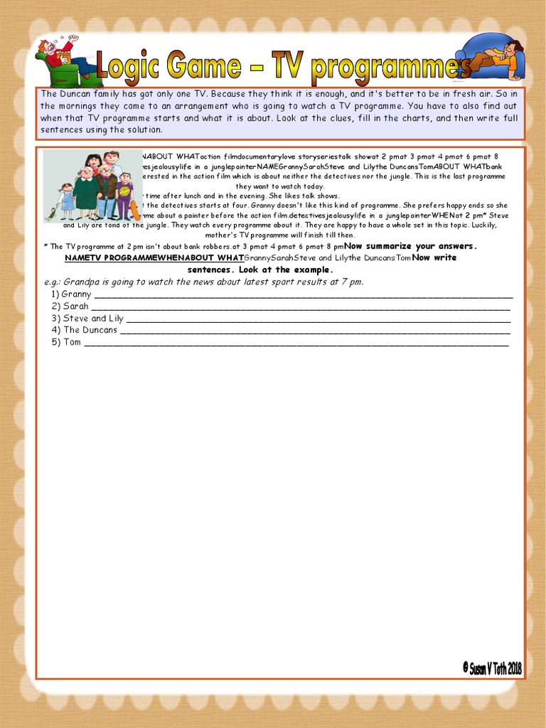 Logic Game 8th TV Programmes With Key For Preinter Games - 7443 | PDF