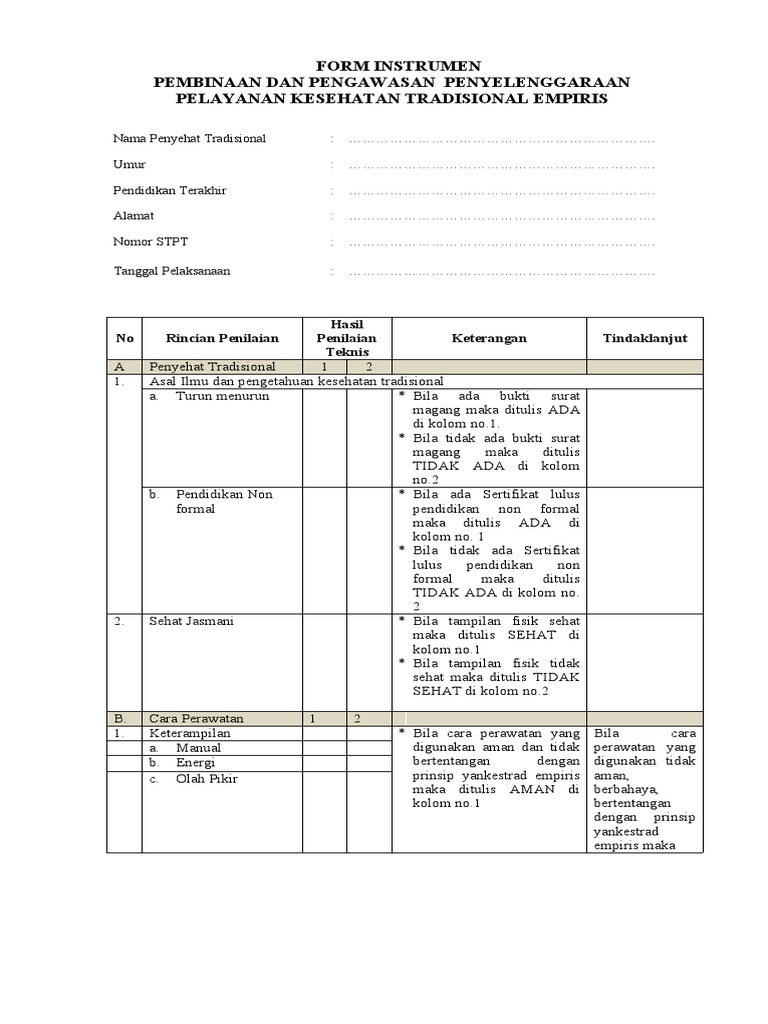 Form Instrumen Penilaian Teknis | PDF
