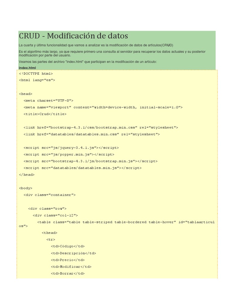 Avance 3 CRUD - Modificación de Datos | PDF | Ingeniería de software | Informática