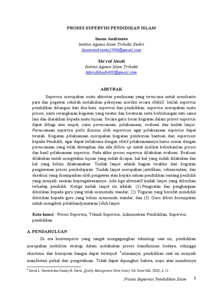 Proses Supervisi Pendidikan Islam | PDF