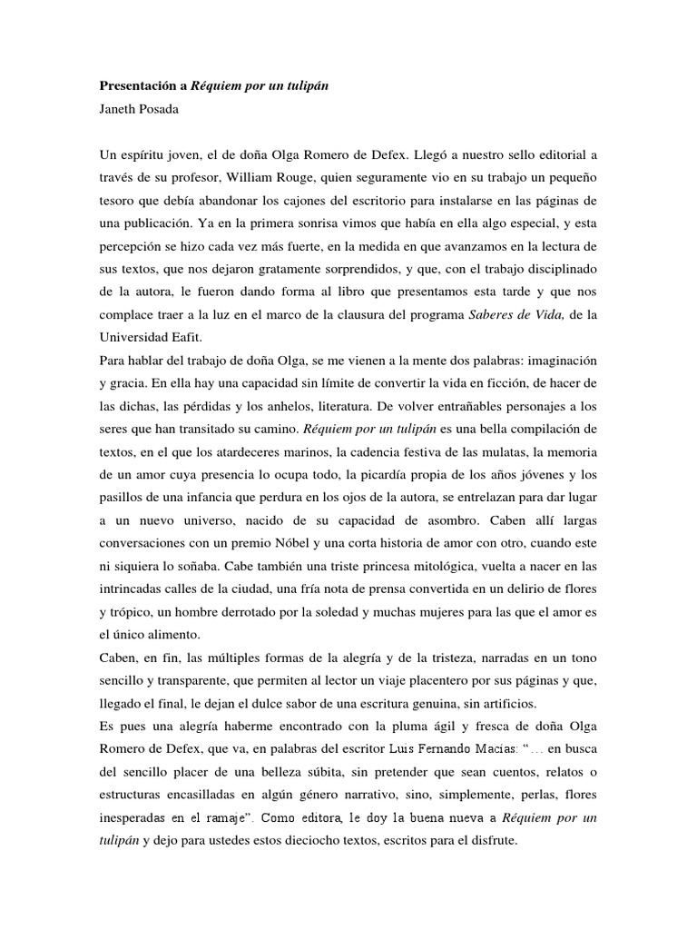 Presentación Olga Romero de Defex | PDF | Amor