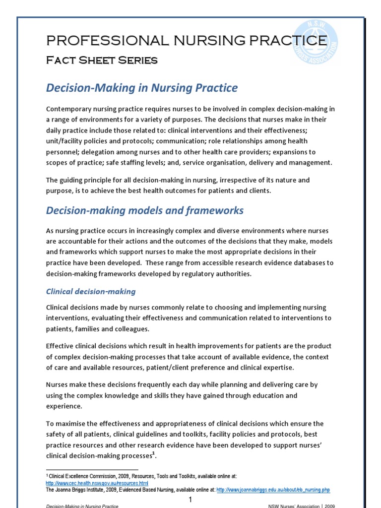 Decision Making in Nursing Practice | PDF | Nursing | Decision Making