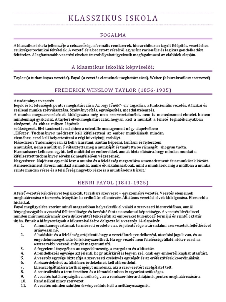 Klasszikus Iskola | PDF