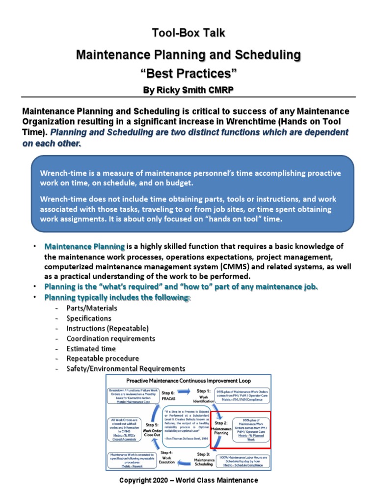 Maintenance Planning and Scheduling 1601071320 | PDF | Project ...