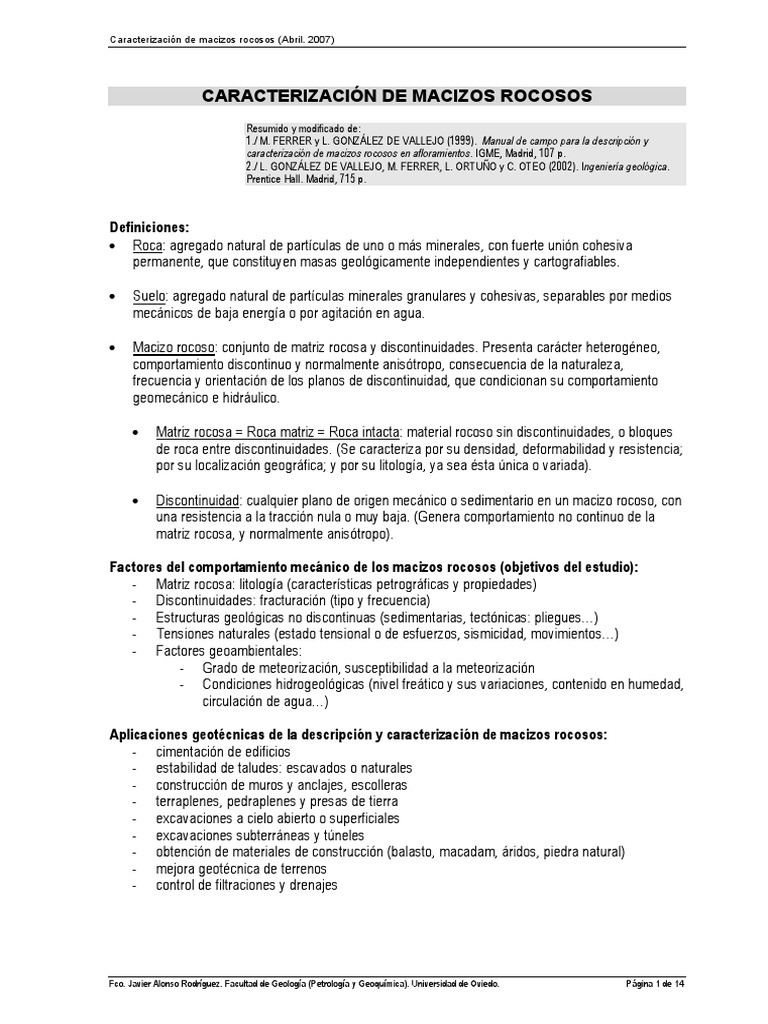 Macizo Rocoso | PDF | Roca (geología) | Estrato