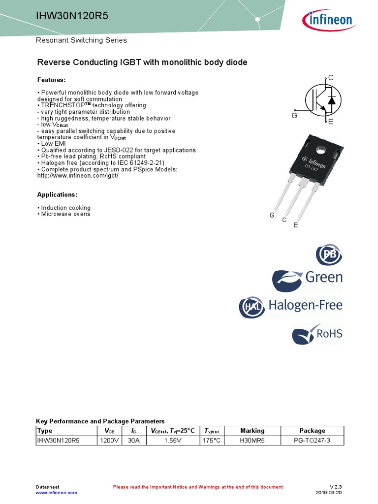 Infineon IHW30N120R5 DataSheet v02 - 03 EN | PDF | Physical Quantities | Electronic Circuits