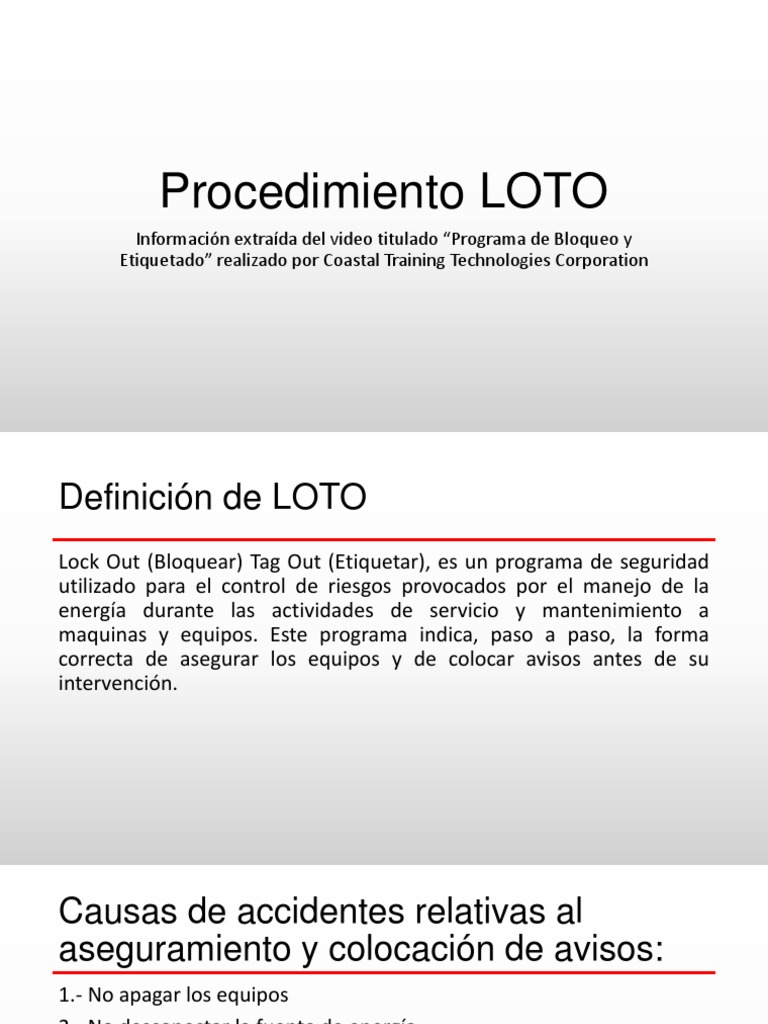 Procedimiento LOTO: Pasos y Seguridad | PDF
